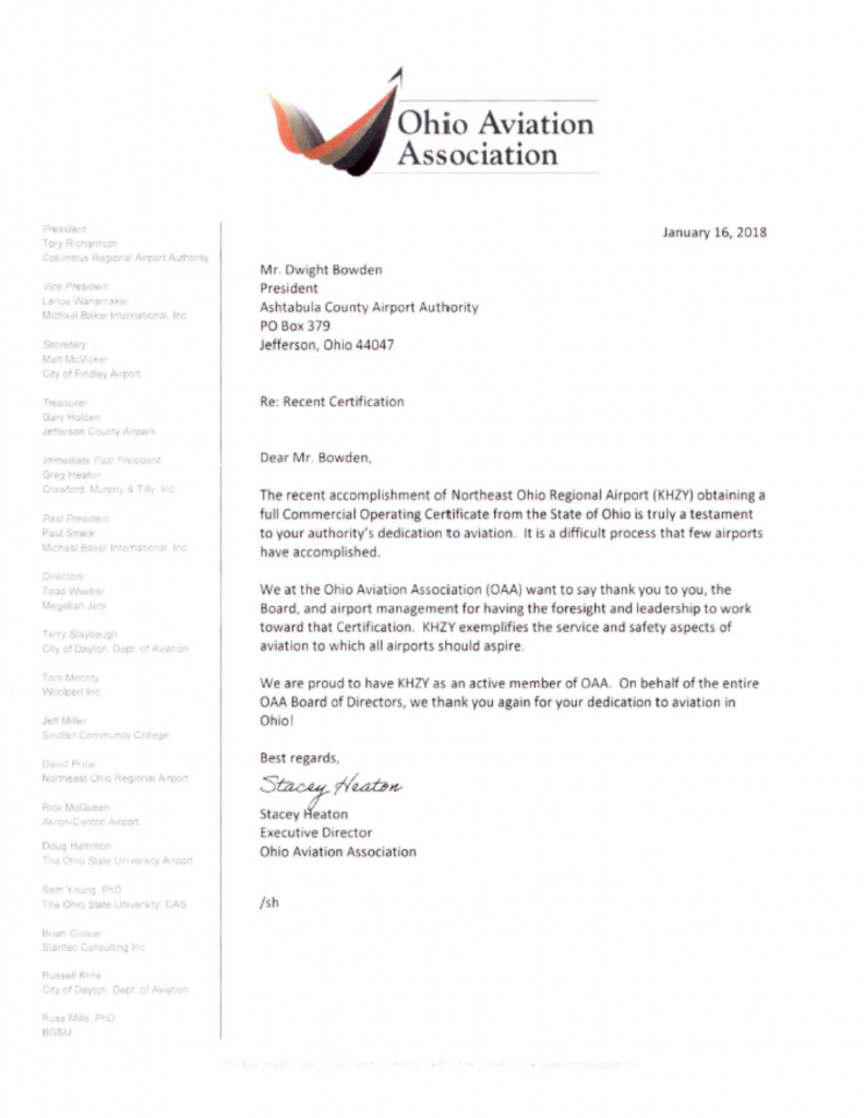 Commercial Operating Permit - Northeast Ohio Regional Airport